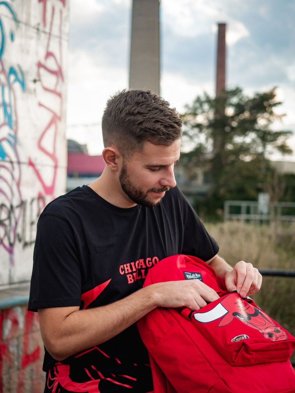 Batoh Mitchell & Ness Chicago Bulls Backpack Red - Snapbacks