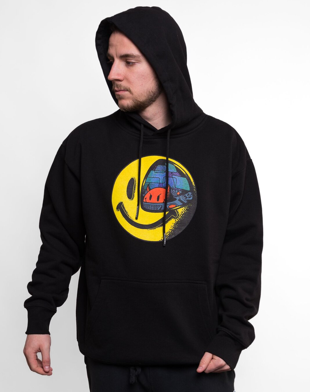 Mikina s kapucí Market Smiley Conflicted Hoodie Black - Snapbacks