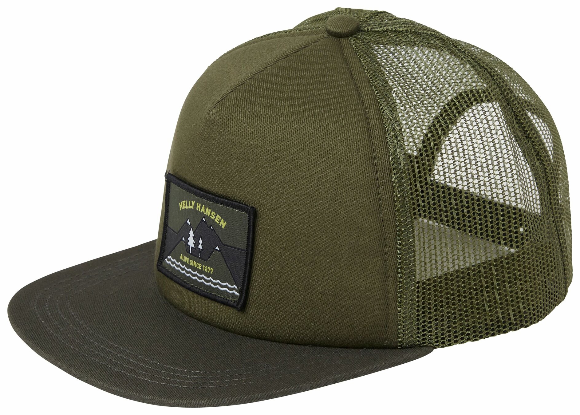 Kšiltovka Helly Hansen Flatbrim Trucker 421 Deep Forest Green - Snapbacks