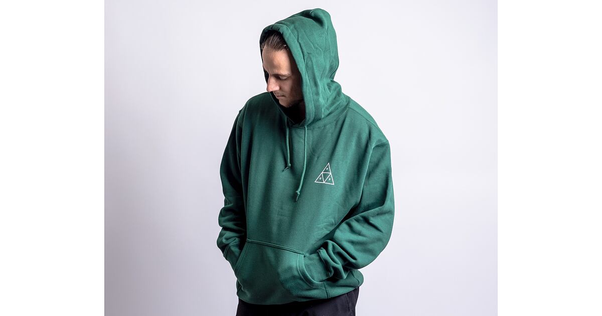 Mikina HUF Essentials Triple Triangle Hoodie Forest Green - Snapbacks