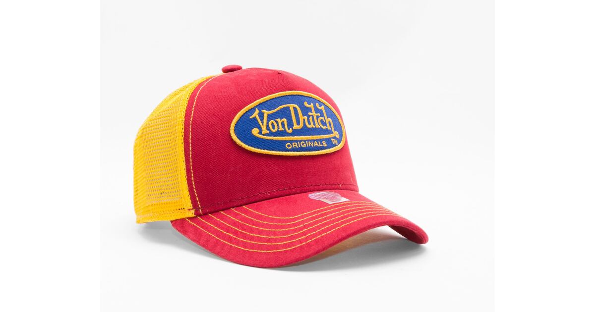 Kšiltovka Von Dutch Boston Trucker Cotton Twill Red/Yellow - Snapbacks