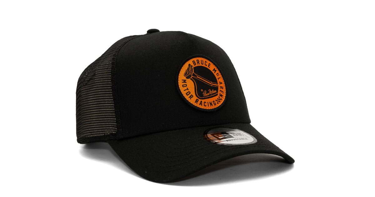 Kšiltovka New Era 9FORTY A-Frame Trucker Woven Patch McLaren Black / Orange - Snapbacks